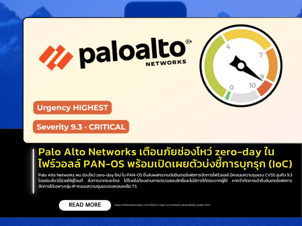 Palo Alto Networks เตือนภัยช่องโหว่ Zero Day ในไฟร์วอลล์ Pan Os พร้อม