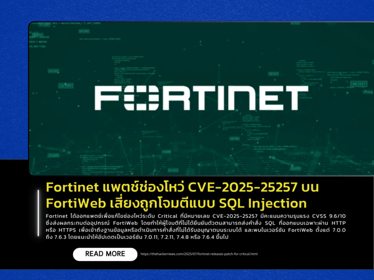 Fortinet Patches Critical CVE-2025-25257 SQL Injection Vulnerability in FortiWeb - Thailand ...