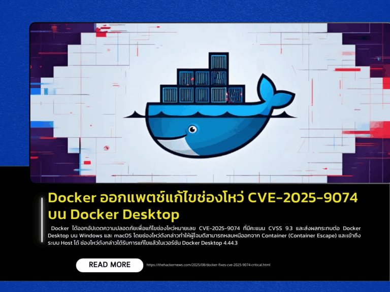 Docker ออกแพตช์แก้ไขช่องโหว่ CVE-2025-9074 บน Docker Desktop - Thailand Computer Emergency ...